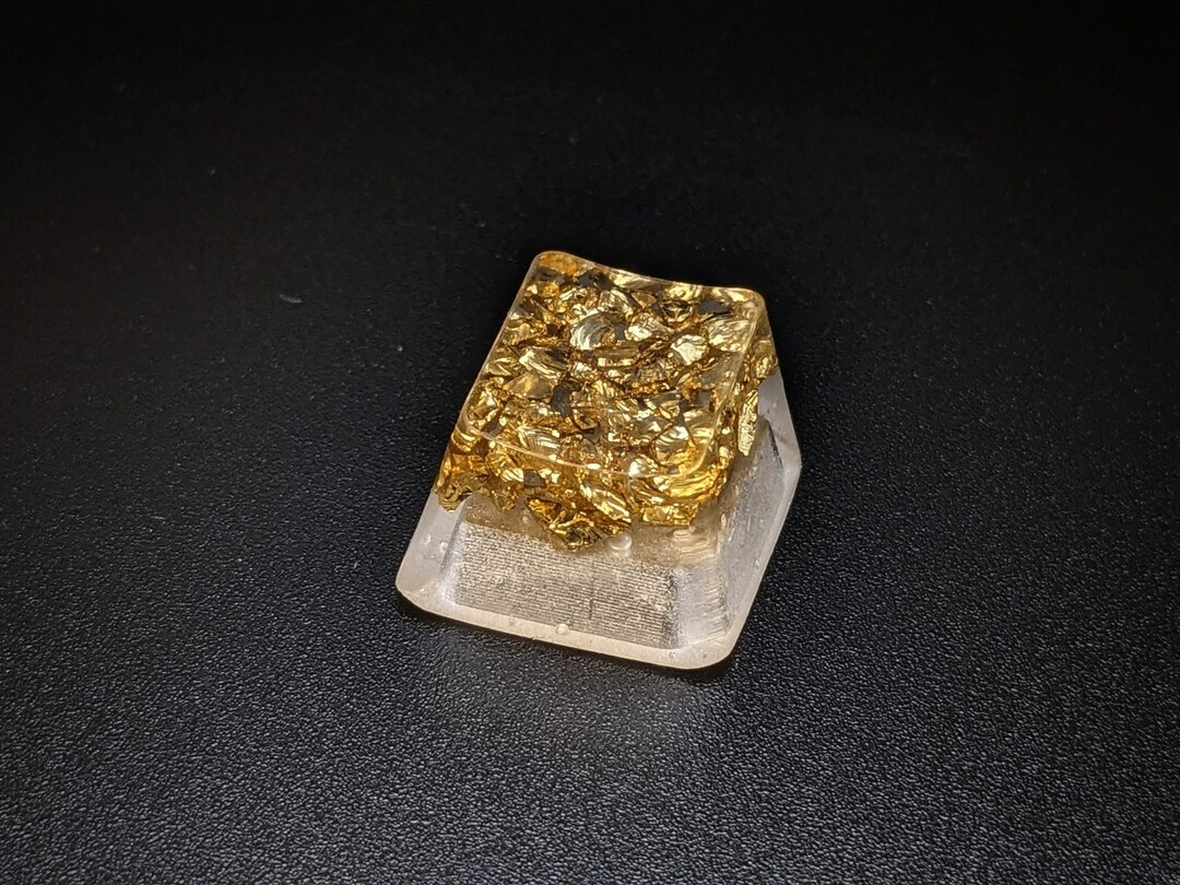 Gold Glass Glitter Confetti Keycap | Unique Handmade Artisan Keycap ...