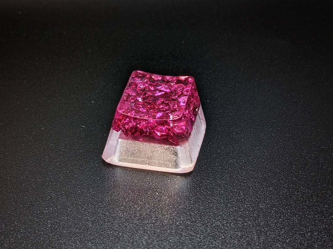 Pink Glass Glitter Confetti Keycap | Unique Handmade Artisan Keycap ...