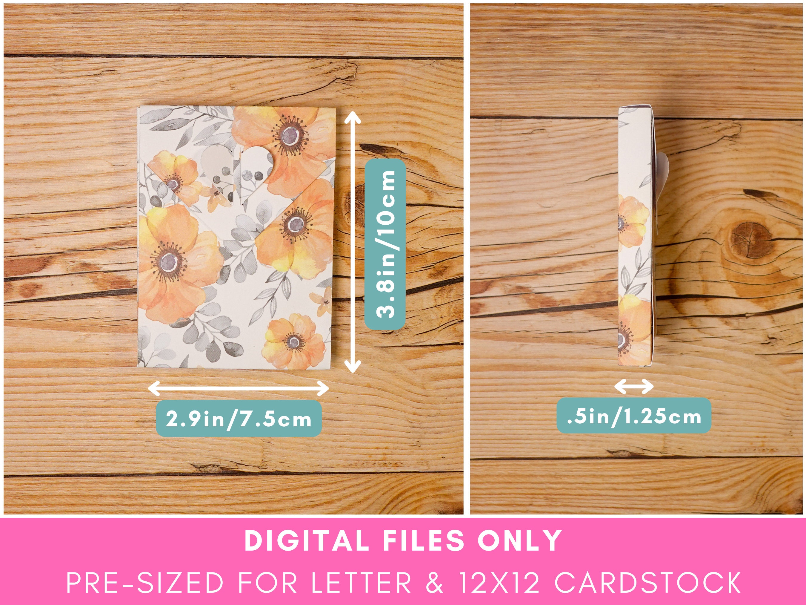 Paper Box Envelope Heart Closure SVG Template Cut Files for Jewelry ...