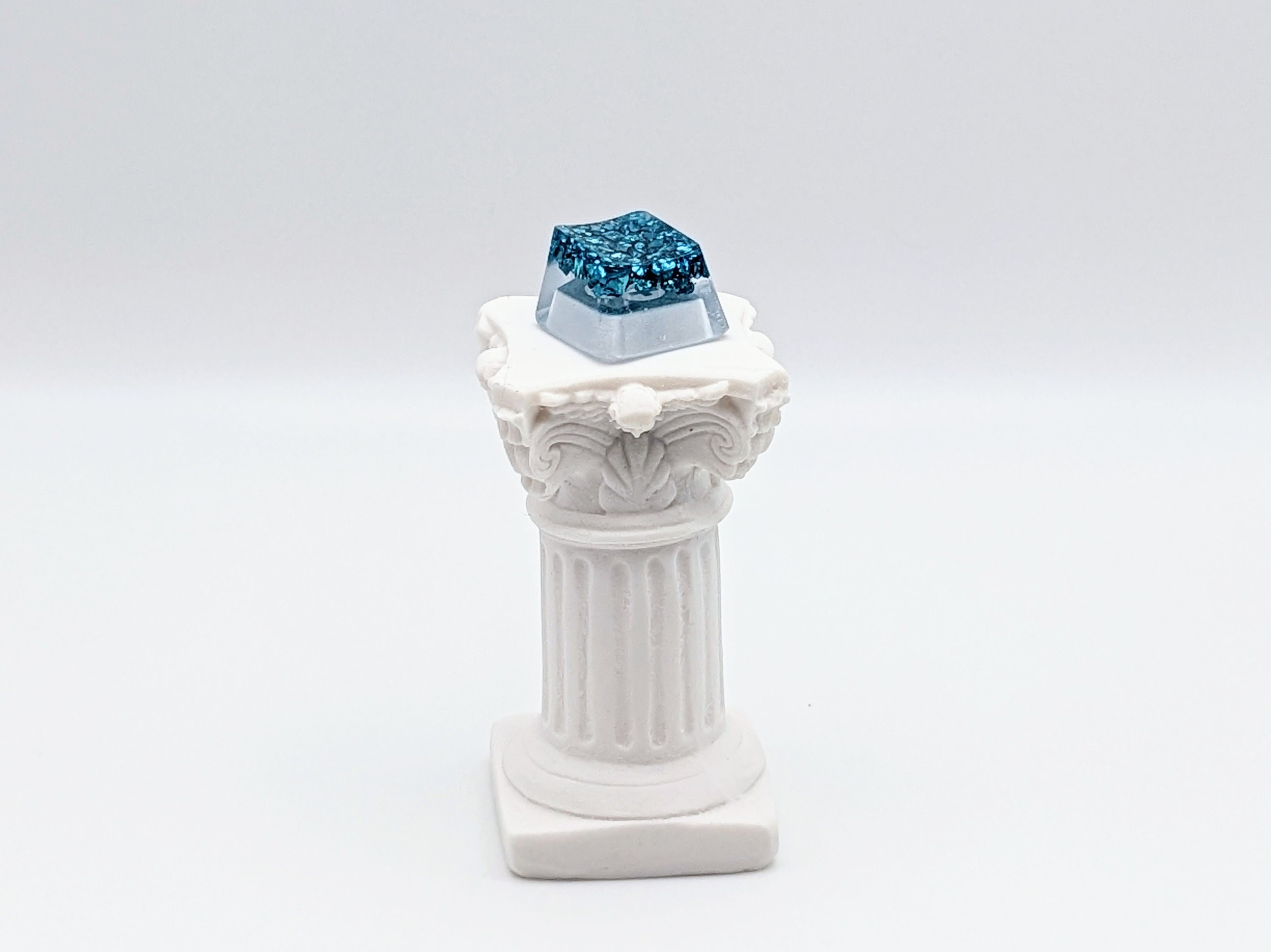 Teal Blue Glass Glitter Confetti Keycap | Unique Handmade Artisan ...