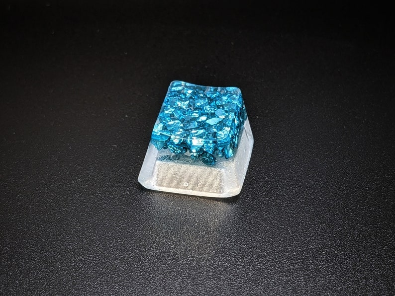Teal Blue Glass Glitter Confetti Keycap | Unique Handmade Artisan ...