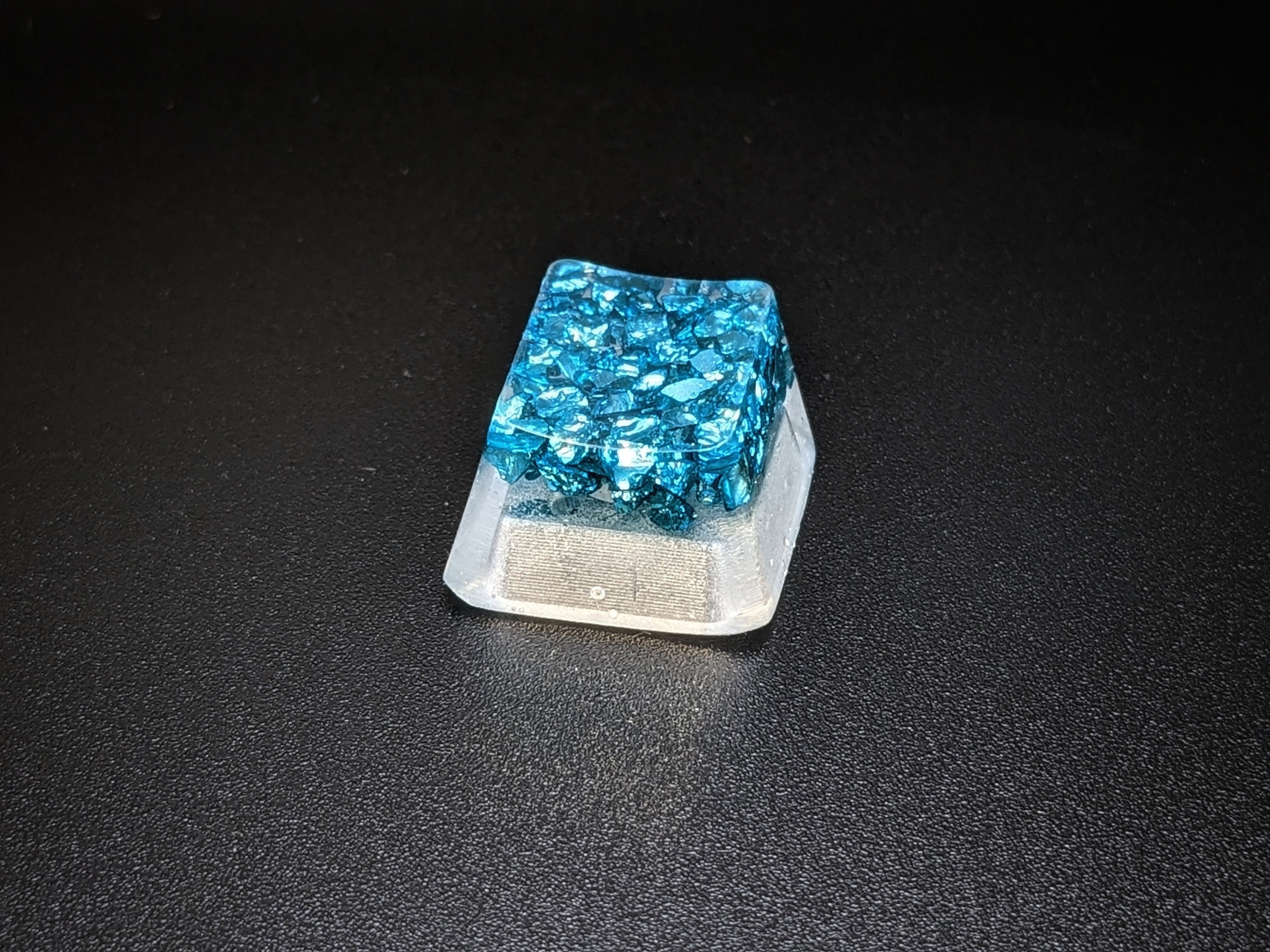 Teal Blue Glass Glitter Confetti Keycap | Unique Handmade Artisan ...