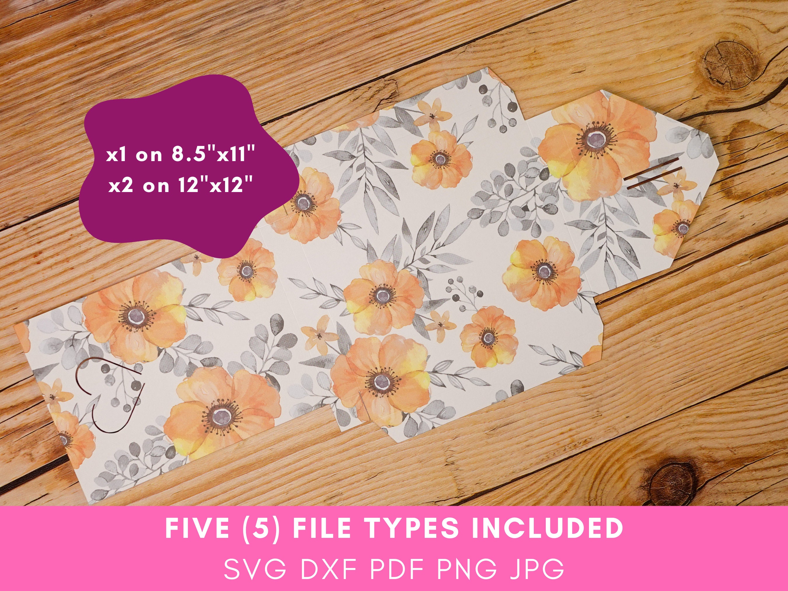 Paper Box Envelope Heart Closure SVG Template Cut Files for Jewelry ...