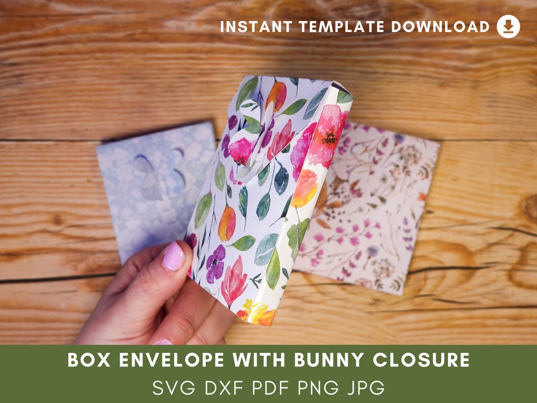 Paper Bunny Box Envelope Rabbit Closure SVG Template Cut Files for ...