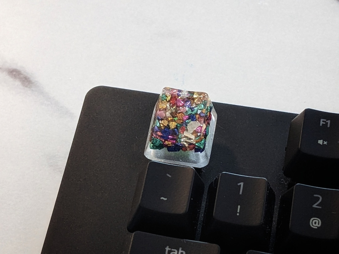 Multicolor Glass Glitter Confetti Keycap | Unique Handmade Artisan ...