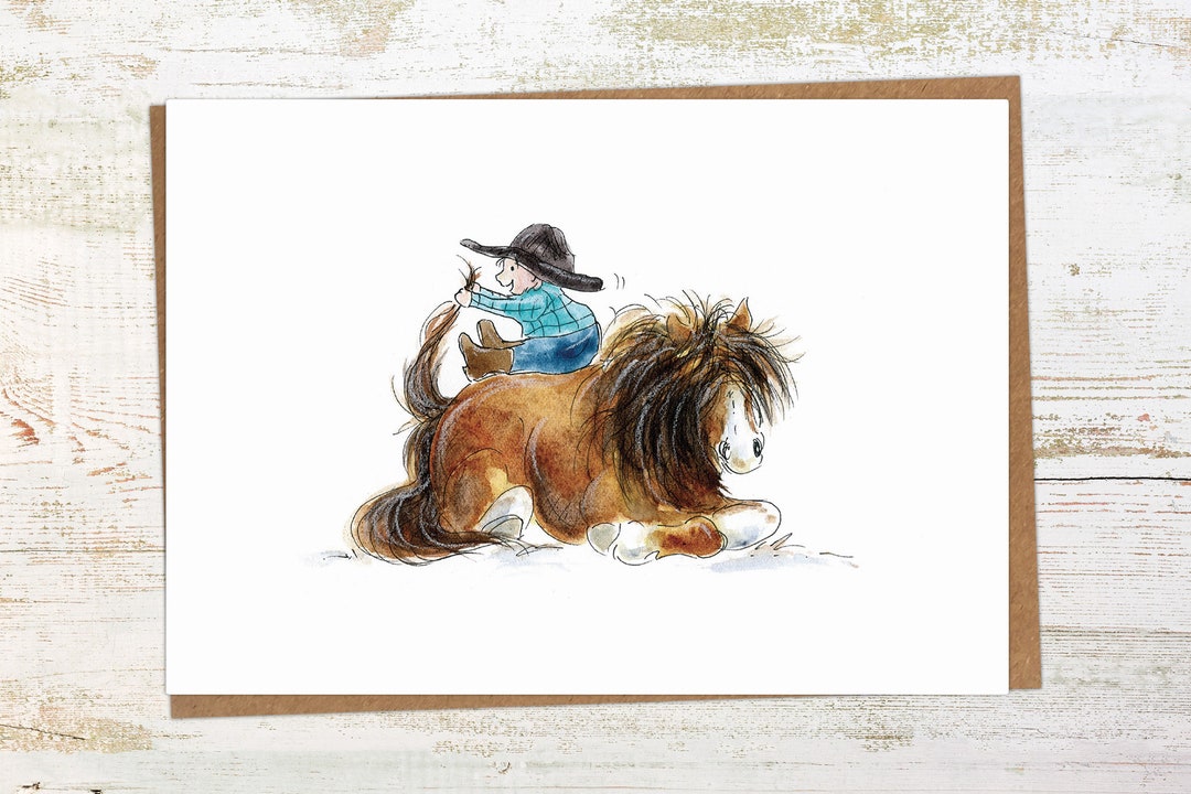 Pony up - Pony and Child Greeting Card / Birthday Card - Etsy