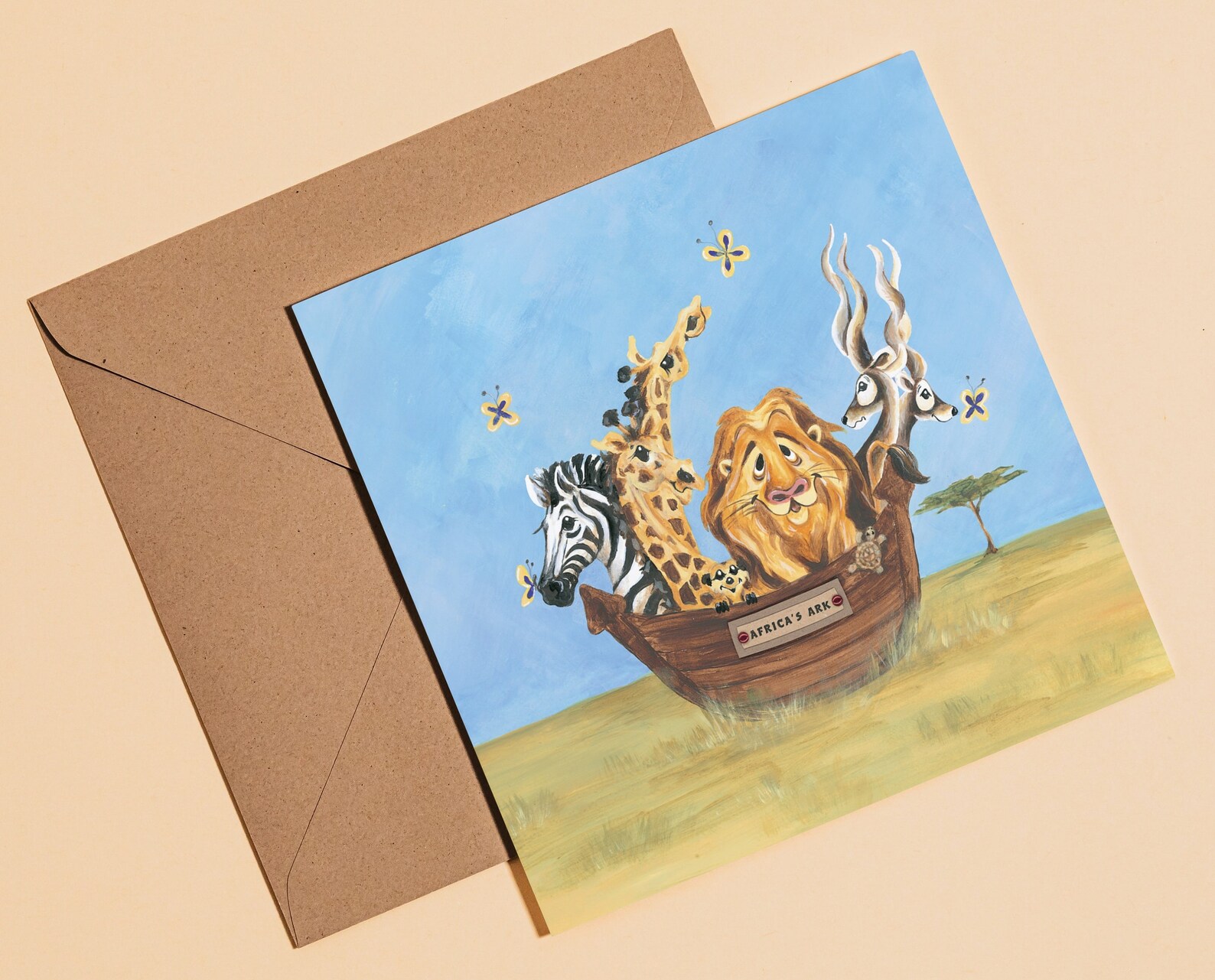 Africa Ark Safari Animals Greetings & Birthday Card Square African ...
