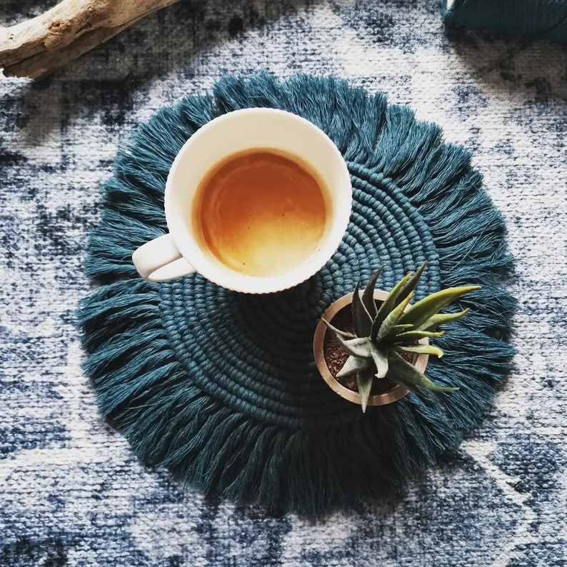 XXL Macrame Coasters Macrame Round Table Runner Boho Placemat Boho Dining Table Decor Bohemian ...