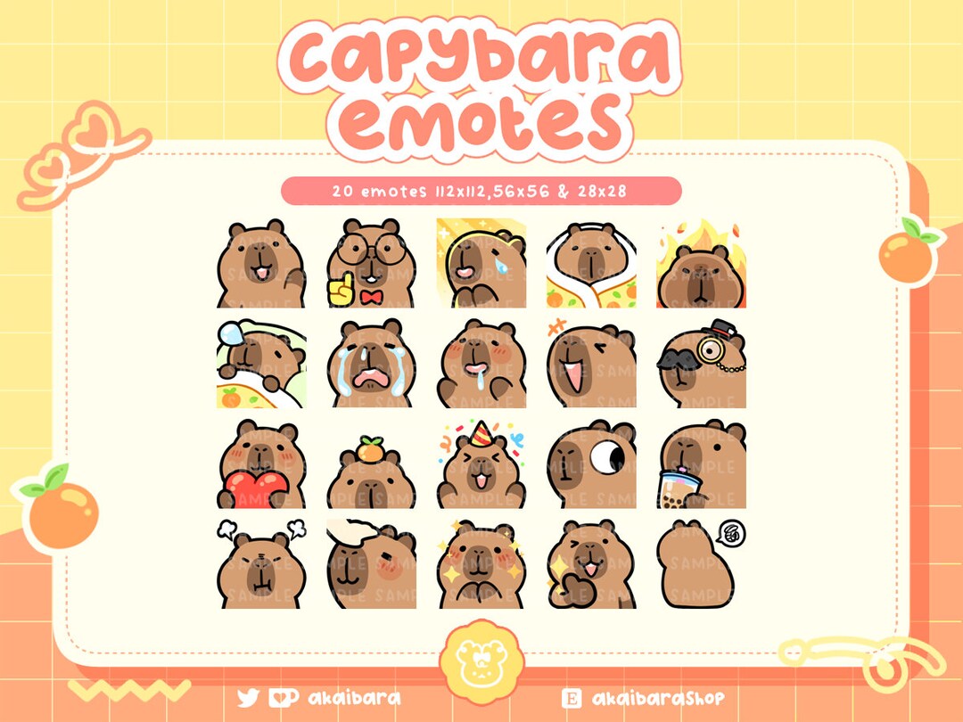 Capybara Emotes | Twitch, Discord, Youtube | Streamer | Kawaii - Etsy