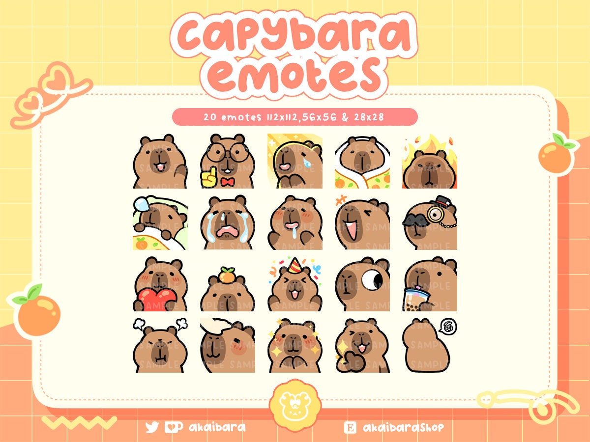 Capybara Emotes | Twitch, Discord, Youtube | Streamer | Kawaii - Etsy