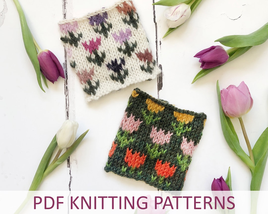 March Colourwork Knitting Patterns - Vintage Tulips, Tulip Pattern ...