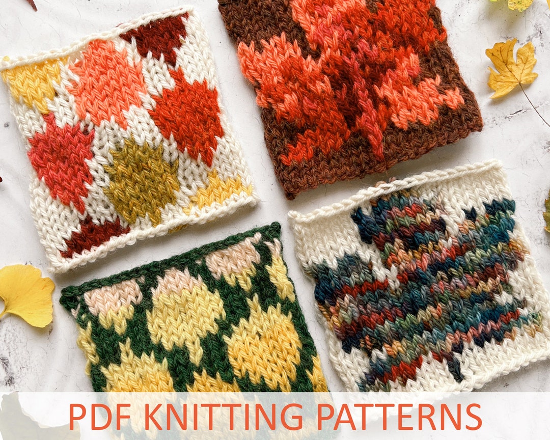 November Colourwork Knitting Patterns - Autumn, Fall, Leaves - PDF ...