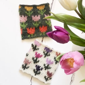 March Colourwork Knitting Patterns - Vintage Tulips, Tulip Pattern ...