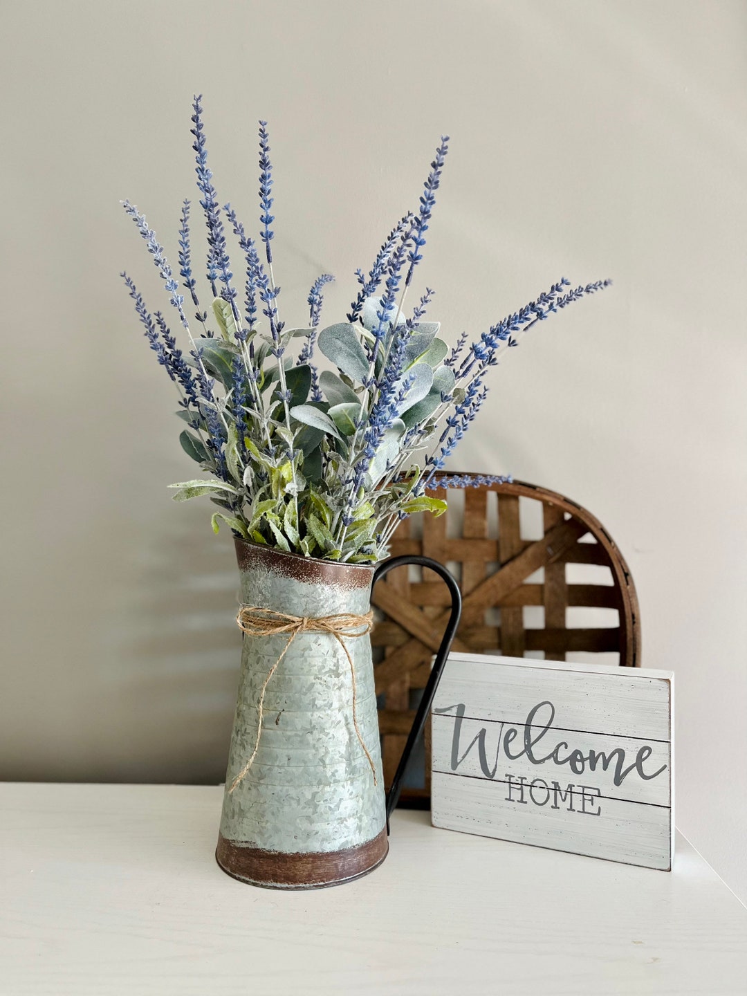 Lavender and Lamb's Ear in Galvanized Milk Jug or Pitcher - Etsy