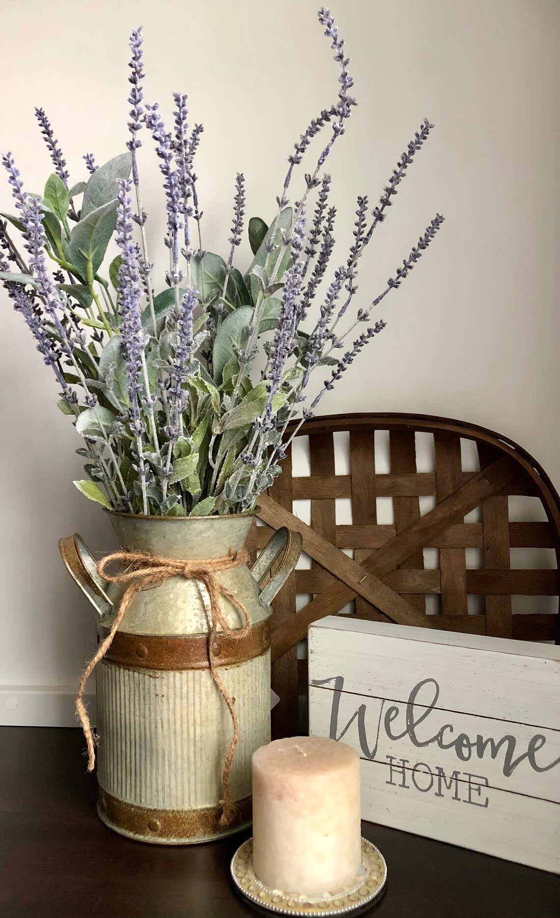 Lavender and Lamb's Ear in Galvanized Milk Jug or Pitcher - Etsy