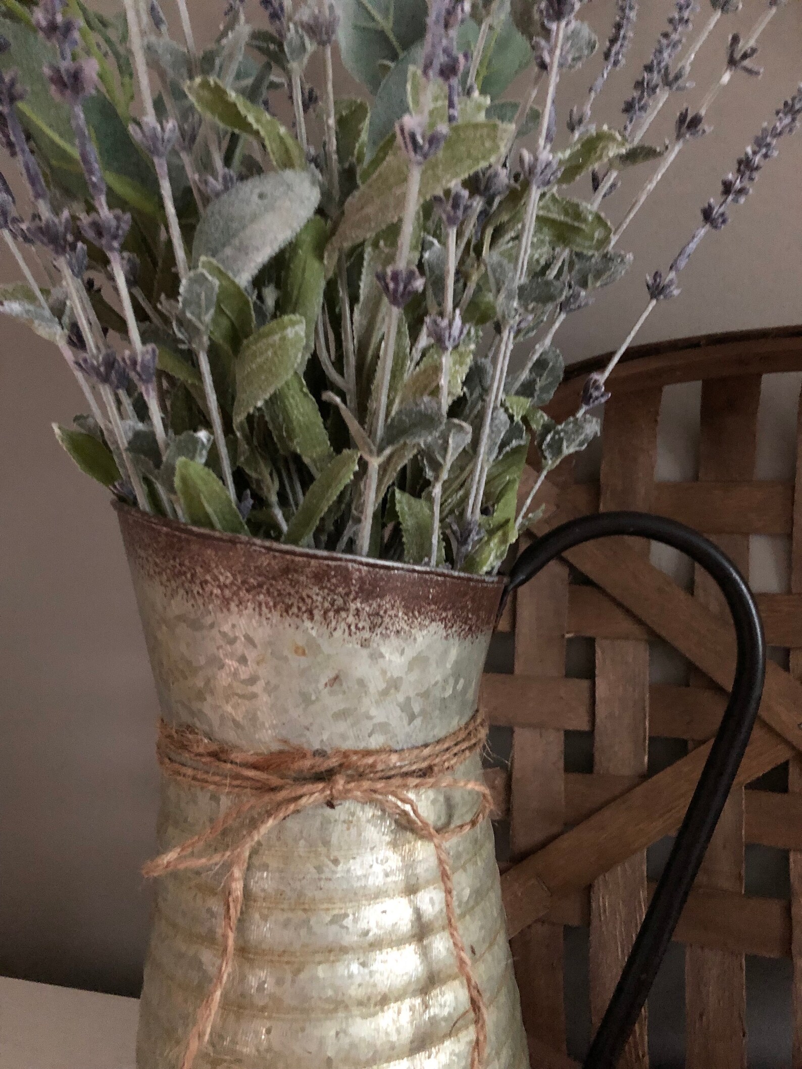 Lavender and Lamb's Ear in Galvanized Milk Jug or Pitcher - Etsy