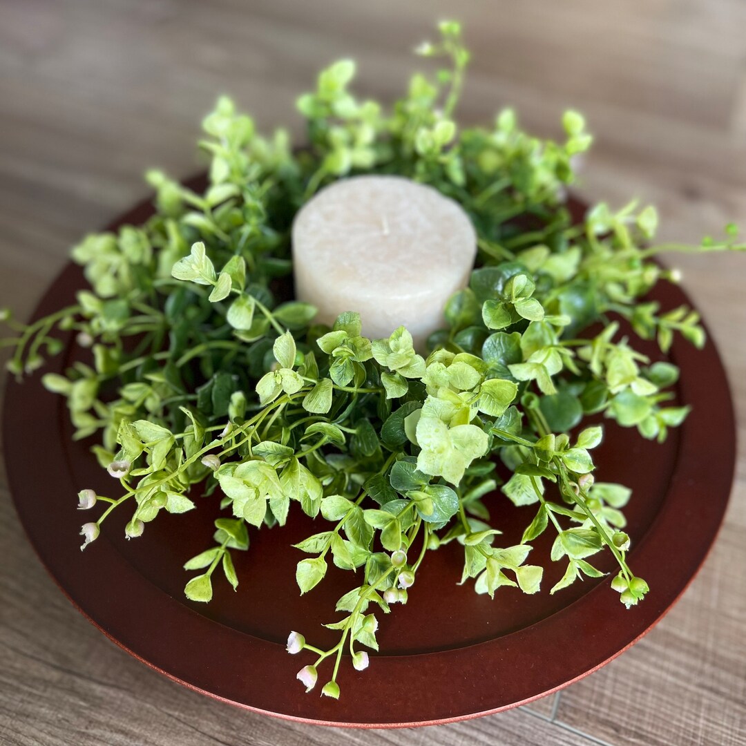 Spring Candle Wreath, Mini Wreath for Summer, Year Round Greenery ...
