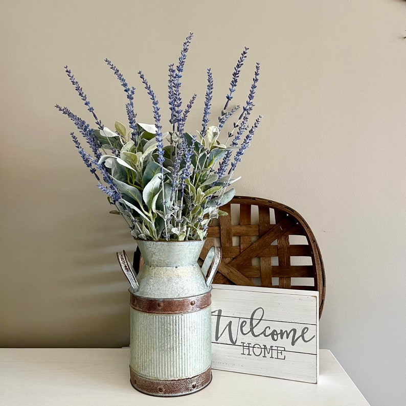 Lavender and Lamb's Ear in Galvanized Milk Jug or Pitcher - Etsy