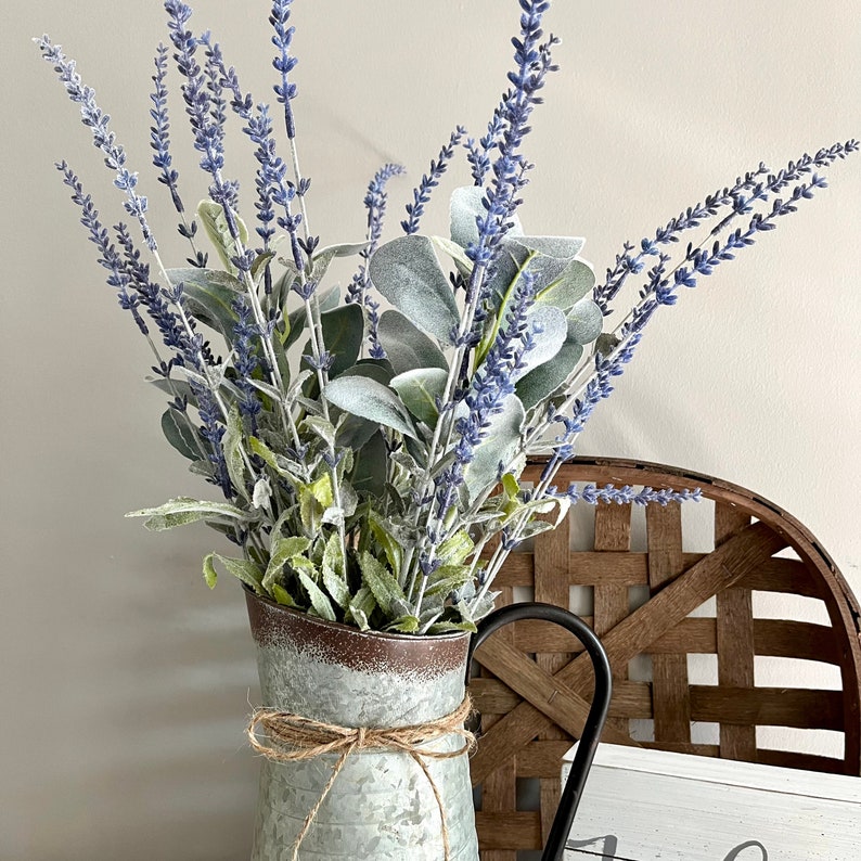Lavender and Lamb's Ear in Galvanized Milk Jug or Pitcher - Etsy