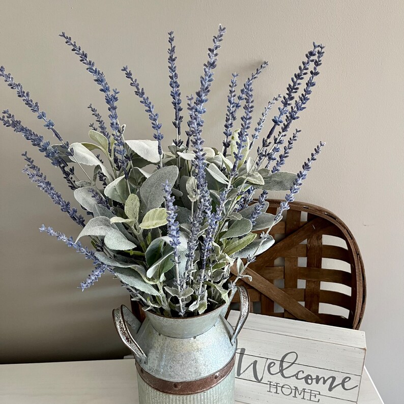 Lavender and Lamb's Ear in Galvanized Milk Jug or Pitcher - Etsy