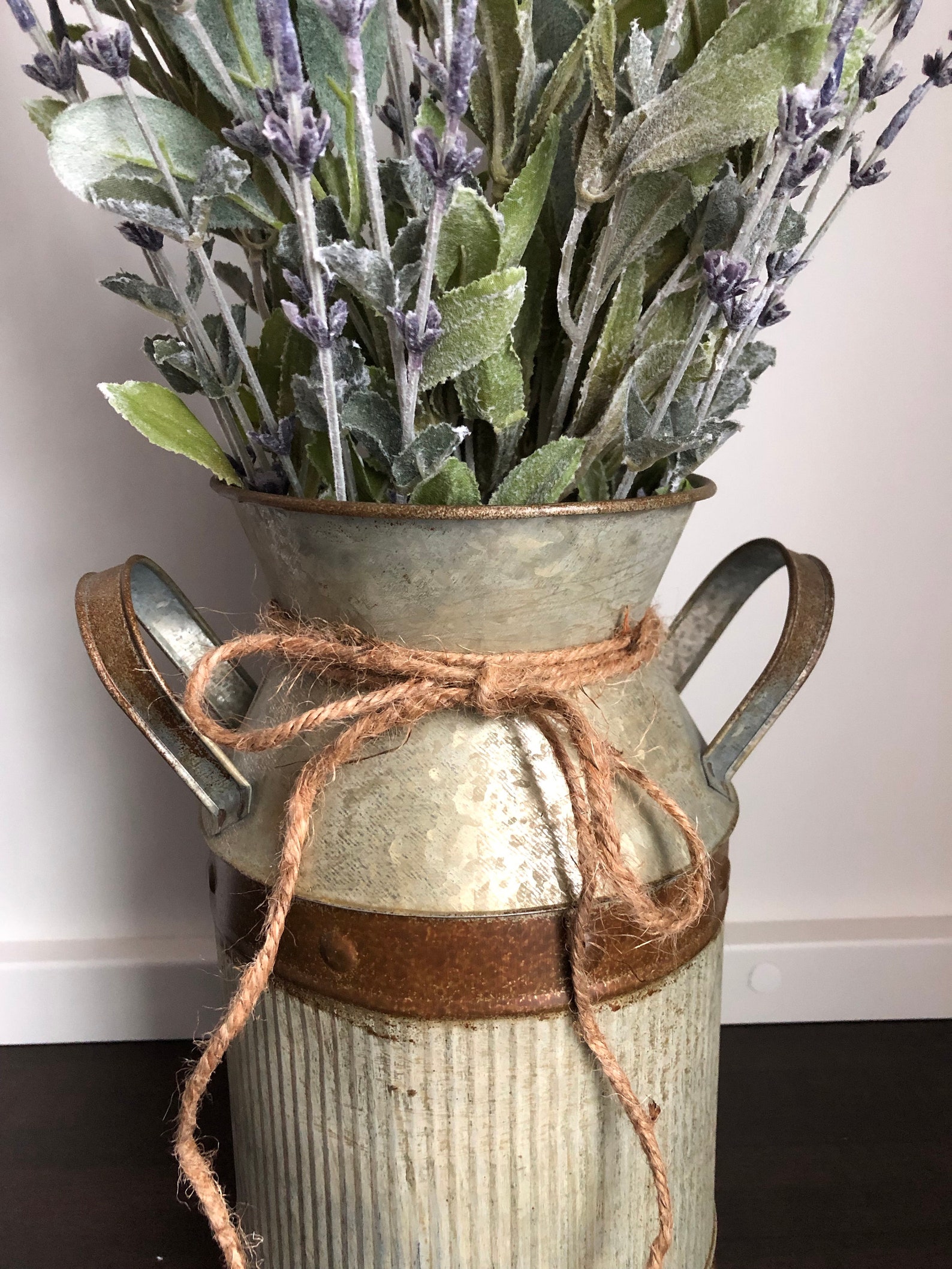 Lavender and Lamb's Ear in Galvanized Milk Jug or Pitcher - Etsy