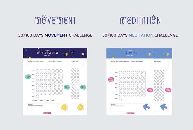 2025 Habit Tracker Printable Tracker Habit Template 100 Day Challenge ...