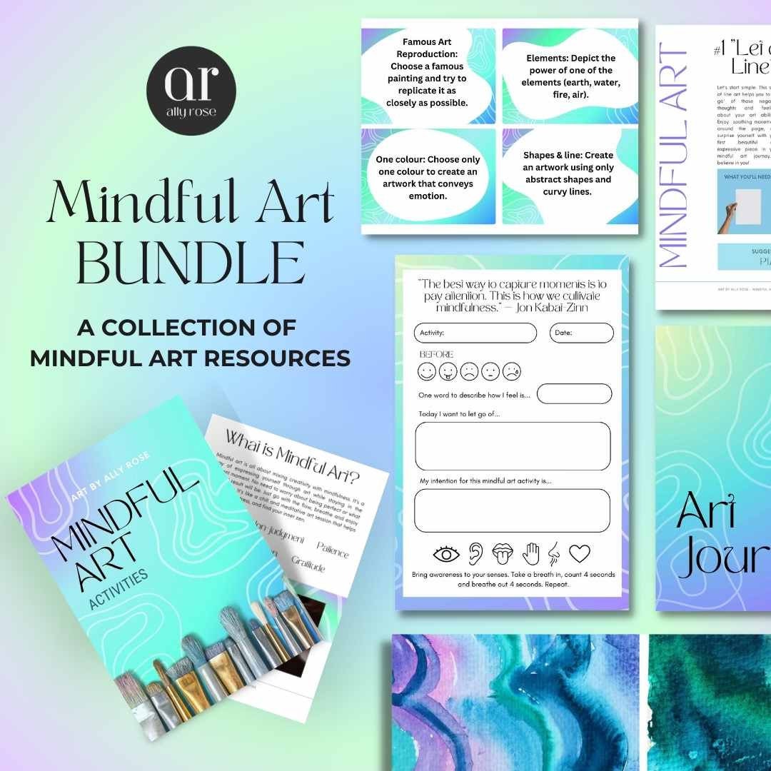Mindful Art Bundle- Art Activity Book, Art Journal, Art Prompt Cards ...