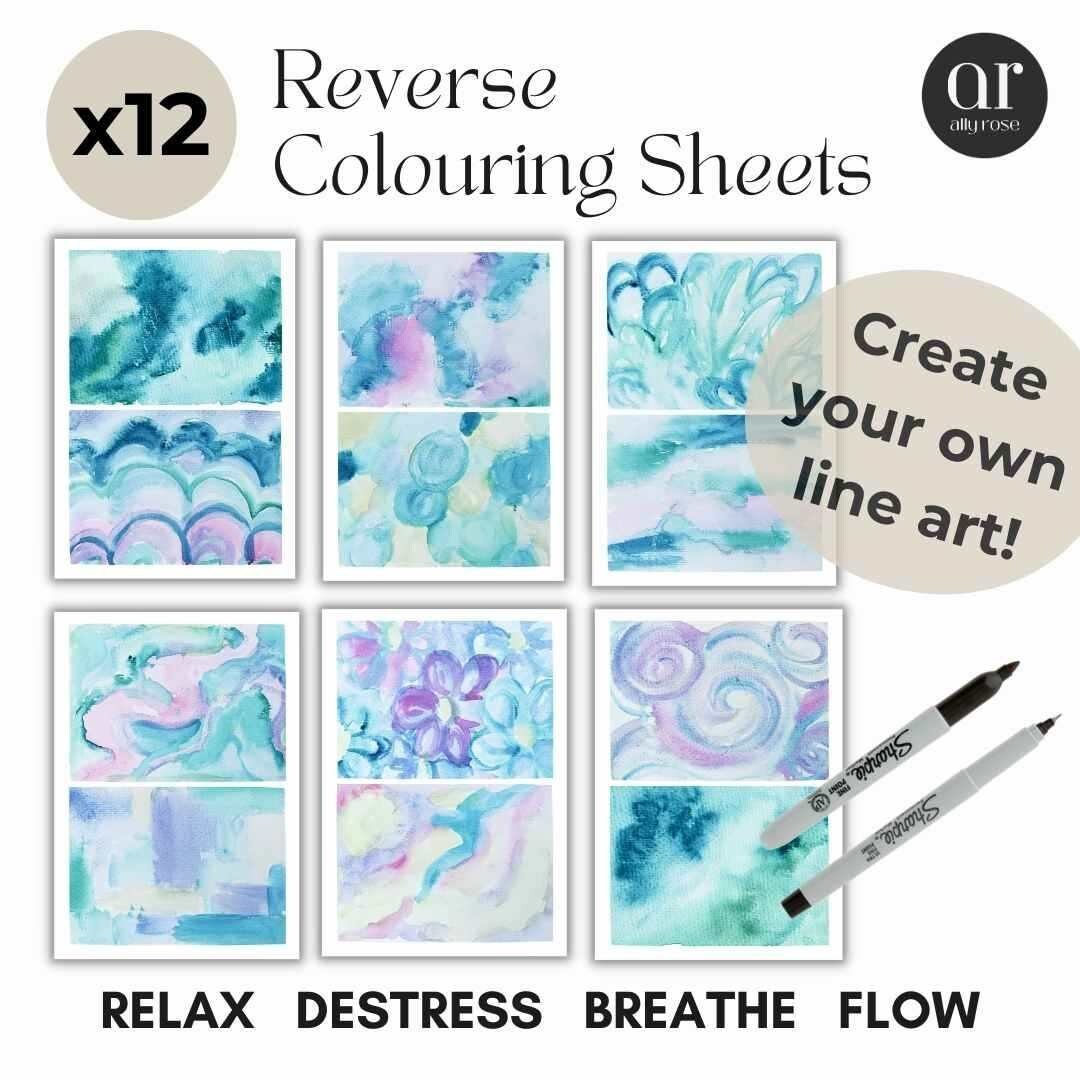 REVERSE COLOURING- Minimal, Soft, Colouring Pages, Line Art, Colouring ...
