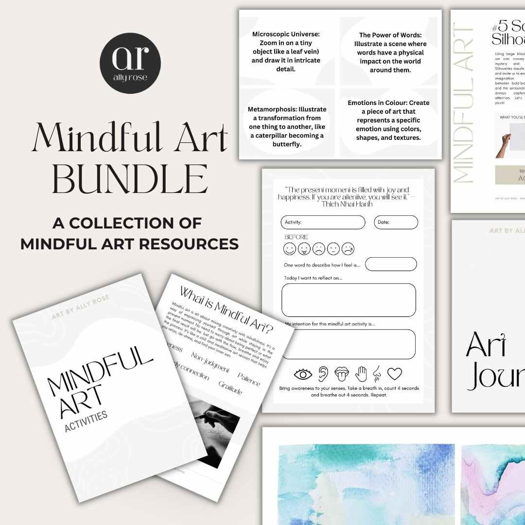 Mindful Art Bundle- Minimal, Art Activities, Art Journal, Art Prompt ...
