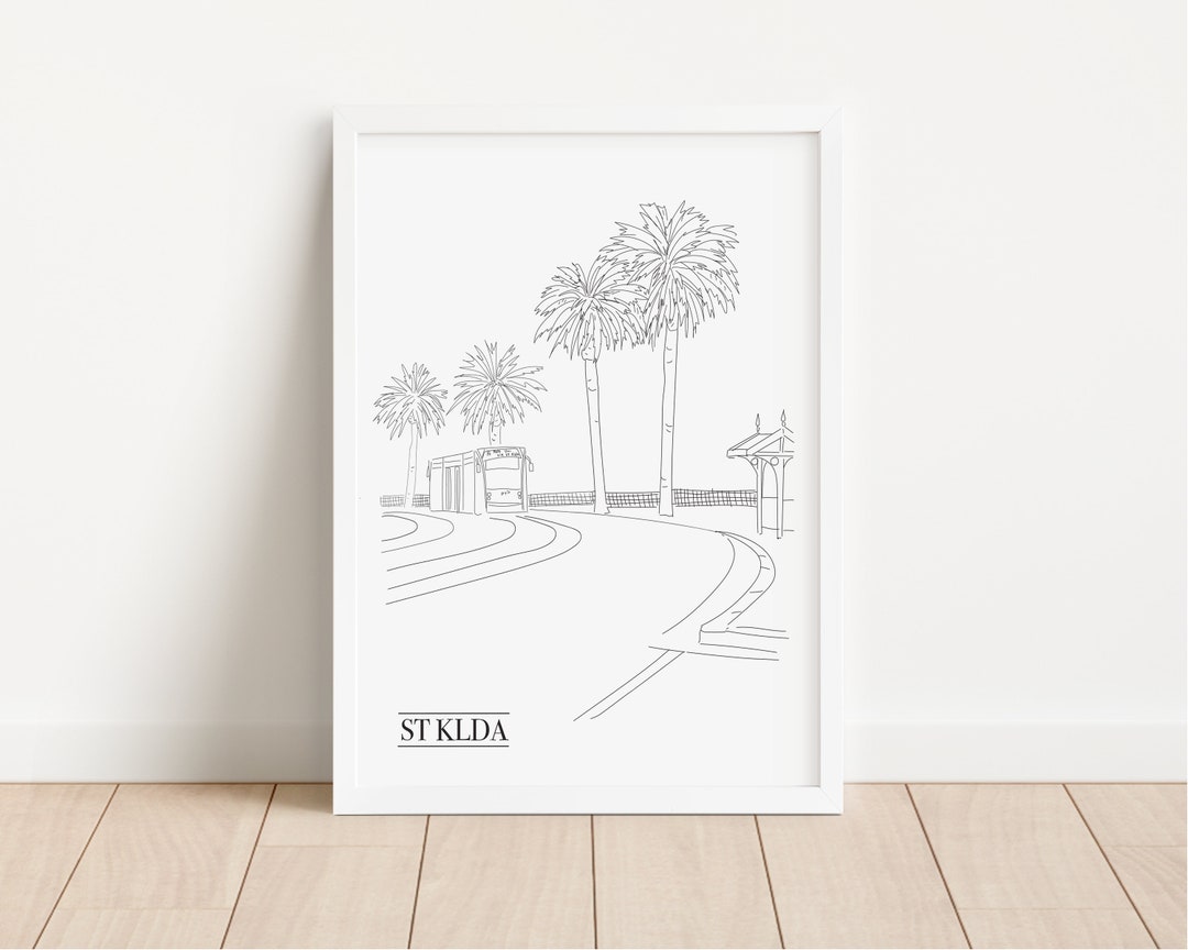 St Kilda Print #1- DIGITAL Download A4- , Line Art, Tram, St Kilda ...