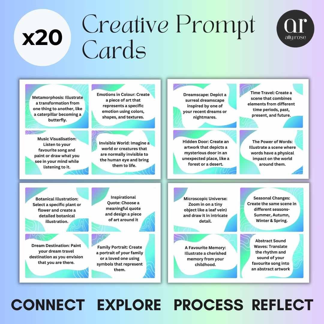 Mindful Art Bundle Art Activity Book, Art Journal, Art Prompt Cards ...