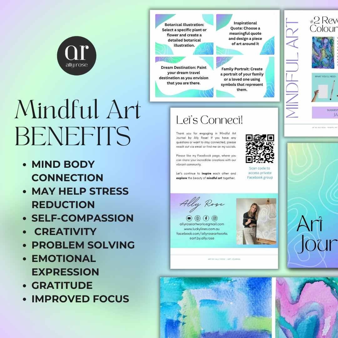 Mindful Art Bundle Art Activity Book, Art Journal, Art Prompt Cards ...