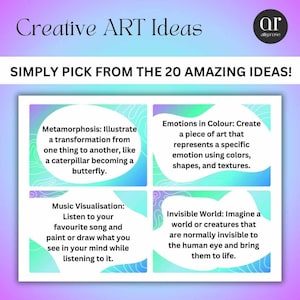 ART TASK Prompt Cards- Creative Idea Cards, Art Ideas, Art Prompt, Art ...