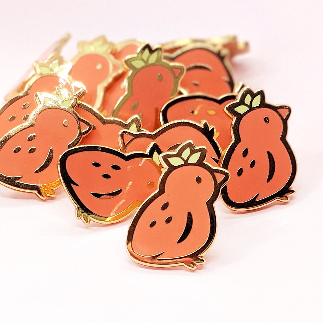 Strawberry Finch Hard Enamel Pin - Etsy