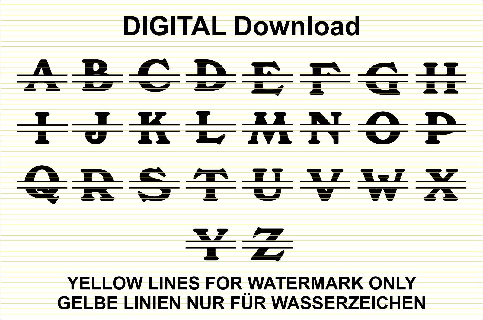 Swirled Split Letters Monogram Set - Digital File - Full Alphabet - Etsy