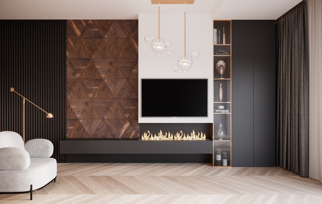Wooden Triangles Wood Panels -wooden Interior Decorative Slats Wall ...