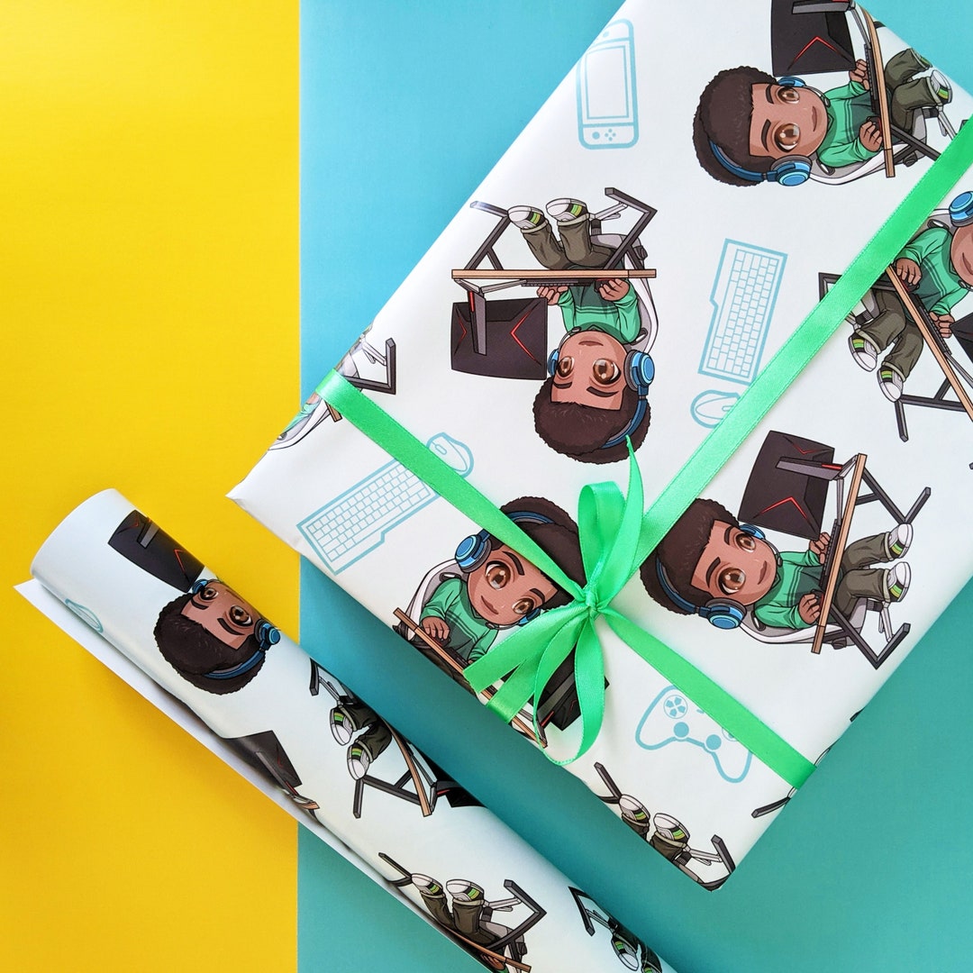 Gaming Wrapping Paper, PC Gamer Boy Gift Wrap, Birthday Present, Kids ...