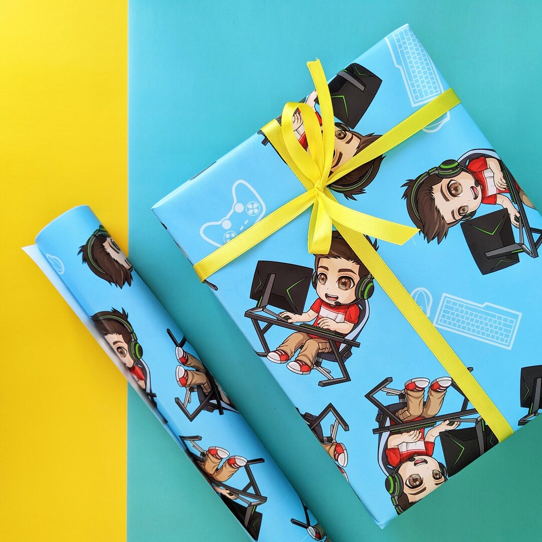 Gaming Wrapping Paper, Gift Wrap, PC Gamer Boy Birthday Present, Kids ...