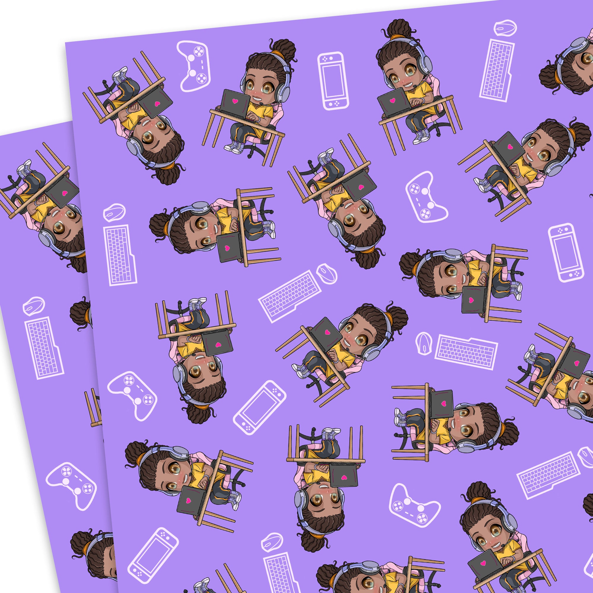 Gamer Girl Wrapping Paper PC Gaming Gift Wrap Birthday - Etsy