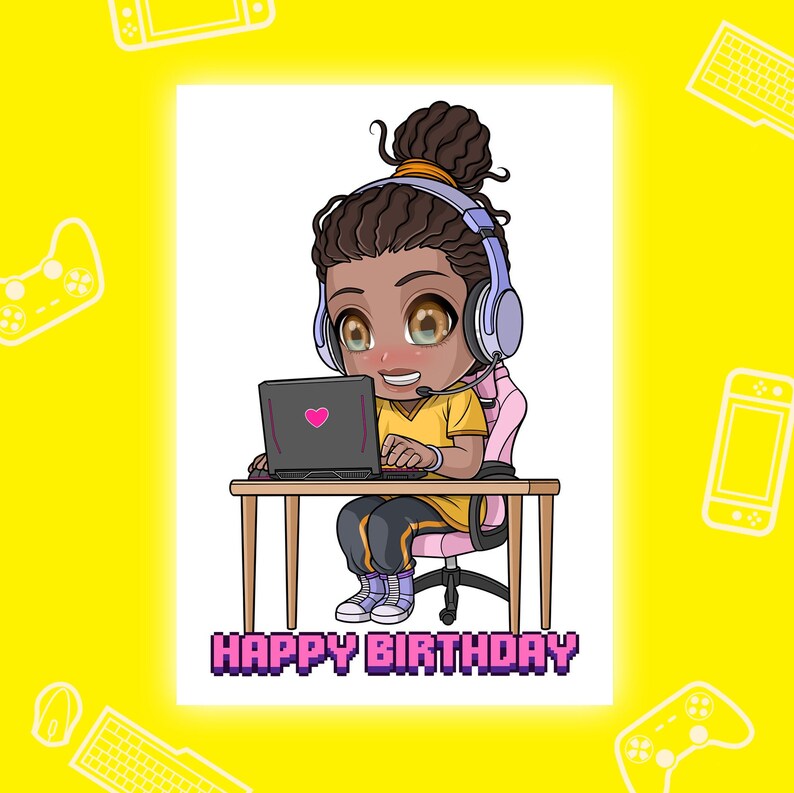 Gamer Girl Birthday Card Daughter Birthday Card PC Gamer | Etsy