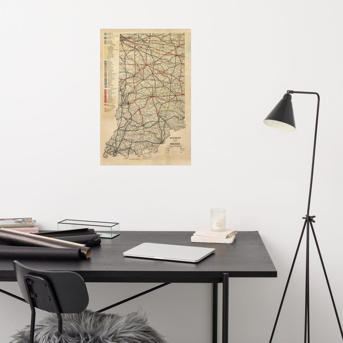 Railroad Map of Indiana Circa 1896 - Etsy