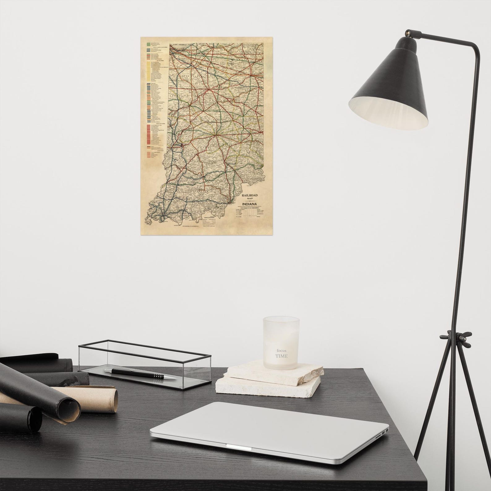Railroad Map of Indiana Circa 1896 - Etsy