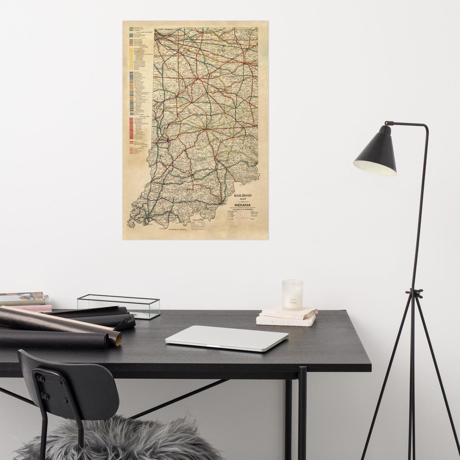Railroad Map of Indiana Circa 1896 - Etsy