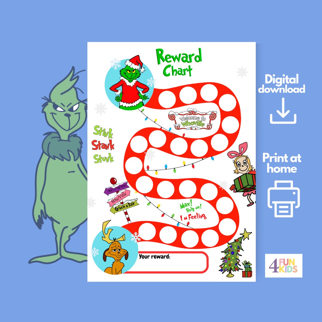 GRINCH Reward Chart Printable Christmas Behavior Chart - Etsy Canada