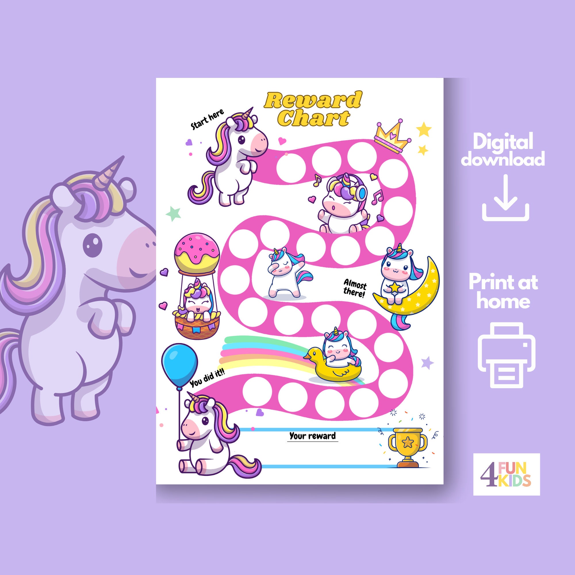 UNICORN Reward Chart Girl Reward Chore Chart Printable Unicorn Behavior ...