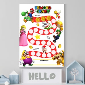SUPER MARIO Reward Chart | Printable Mario Behavior Chart | Daily Chore ...