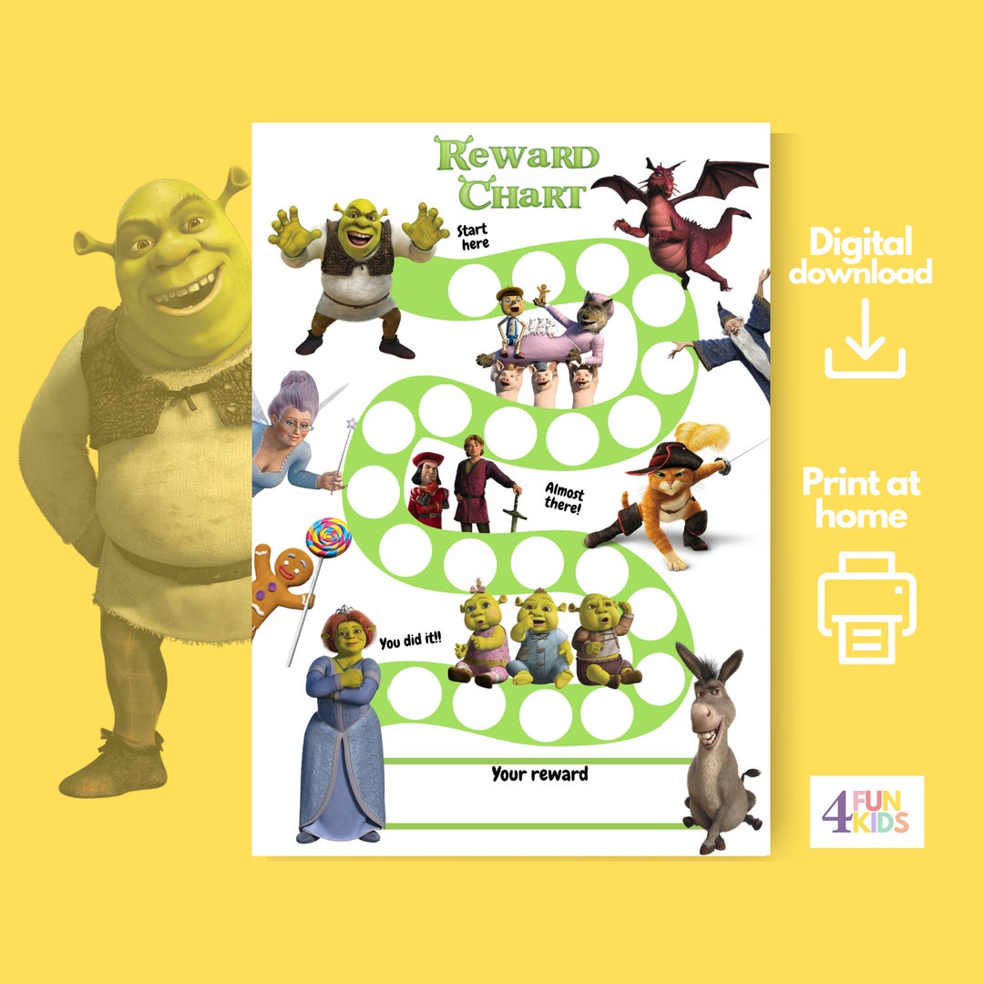 SHREK Reward Chart Printable Shrek Behavior Chart Daily - Etsy México