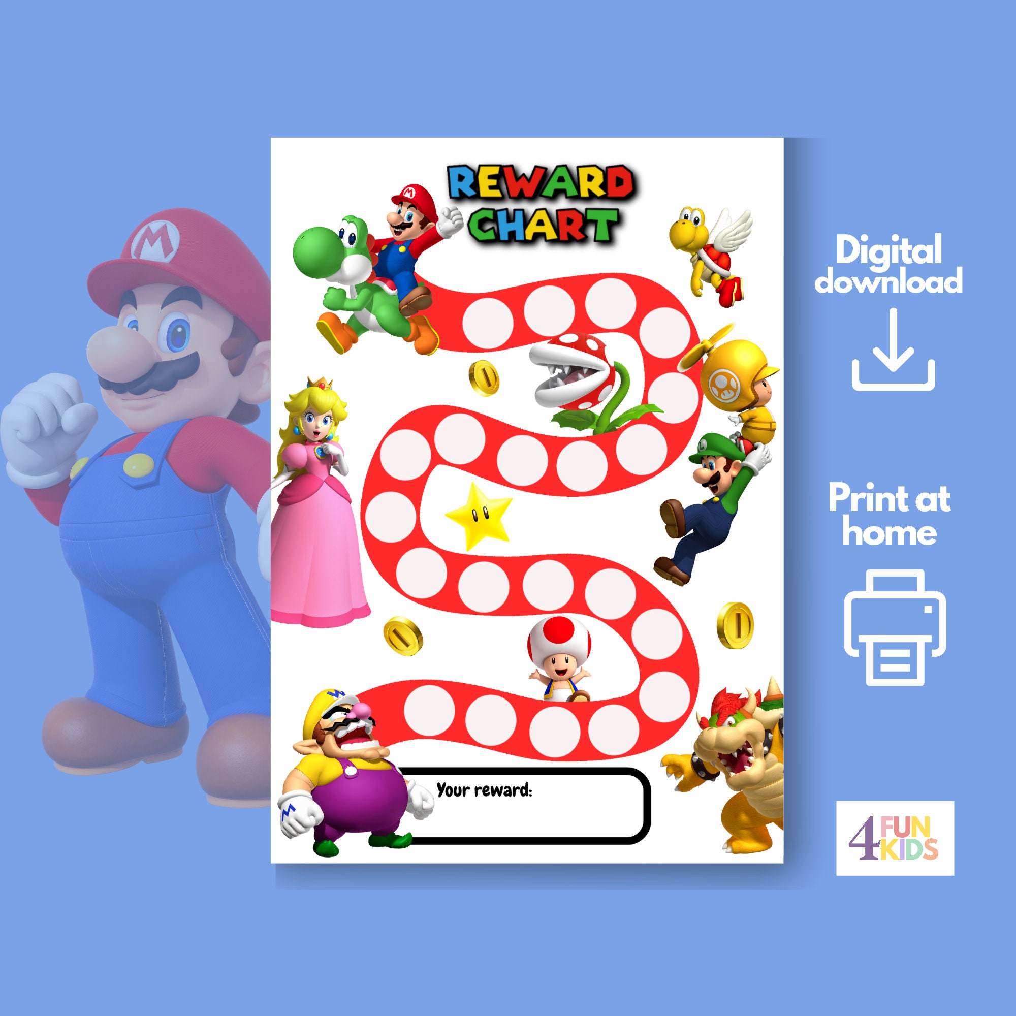SUPER MARIO Reward Chart Printable Mario Behavior Chart - Etsy Australia