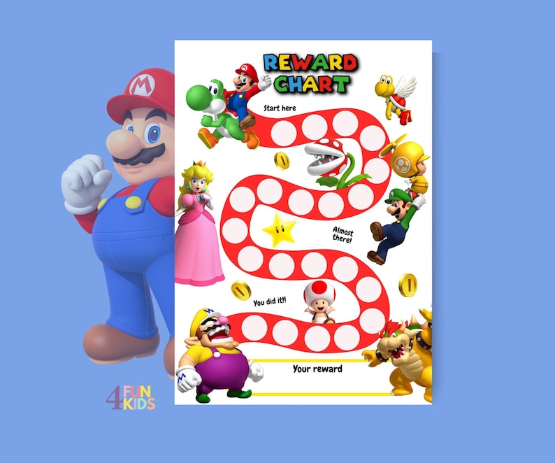 SUPER MARIO Reward Chart | Printable Mario Behavior Chart | Daily Chore ...