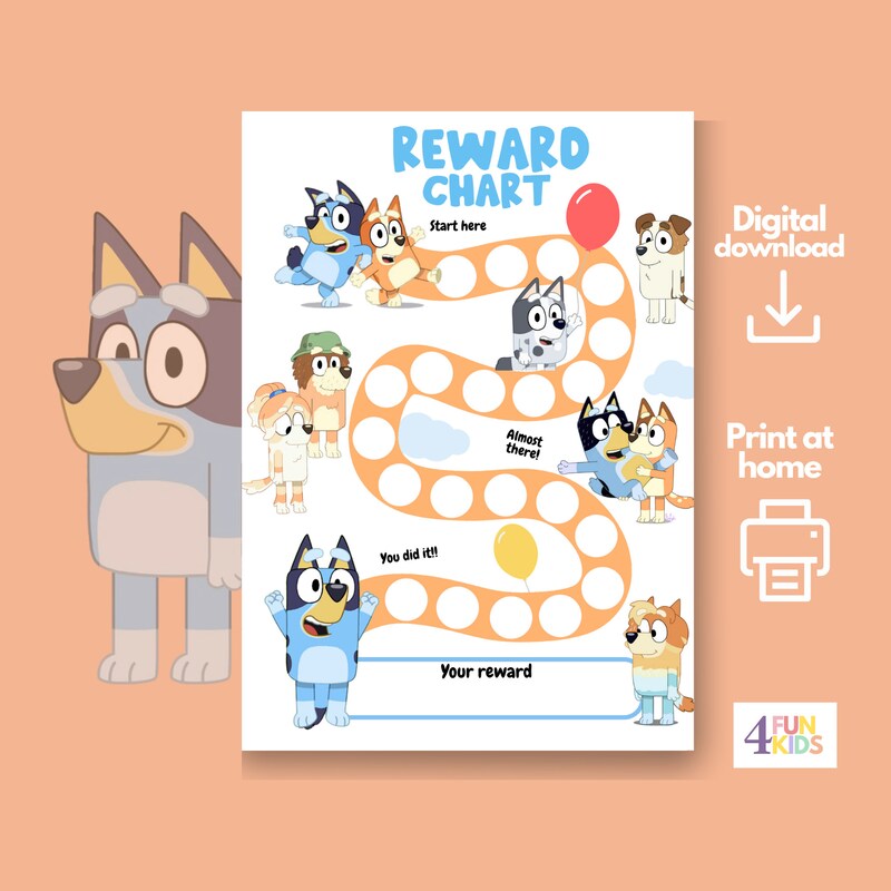 Bluey Kids Reward Chart - Etsy UK